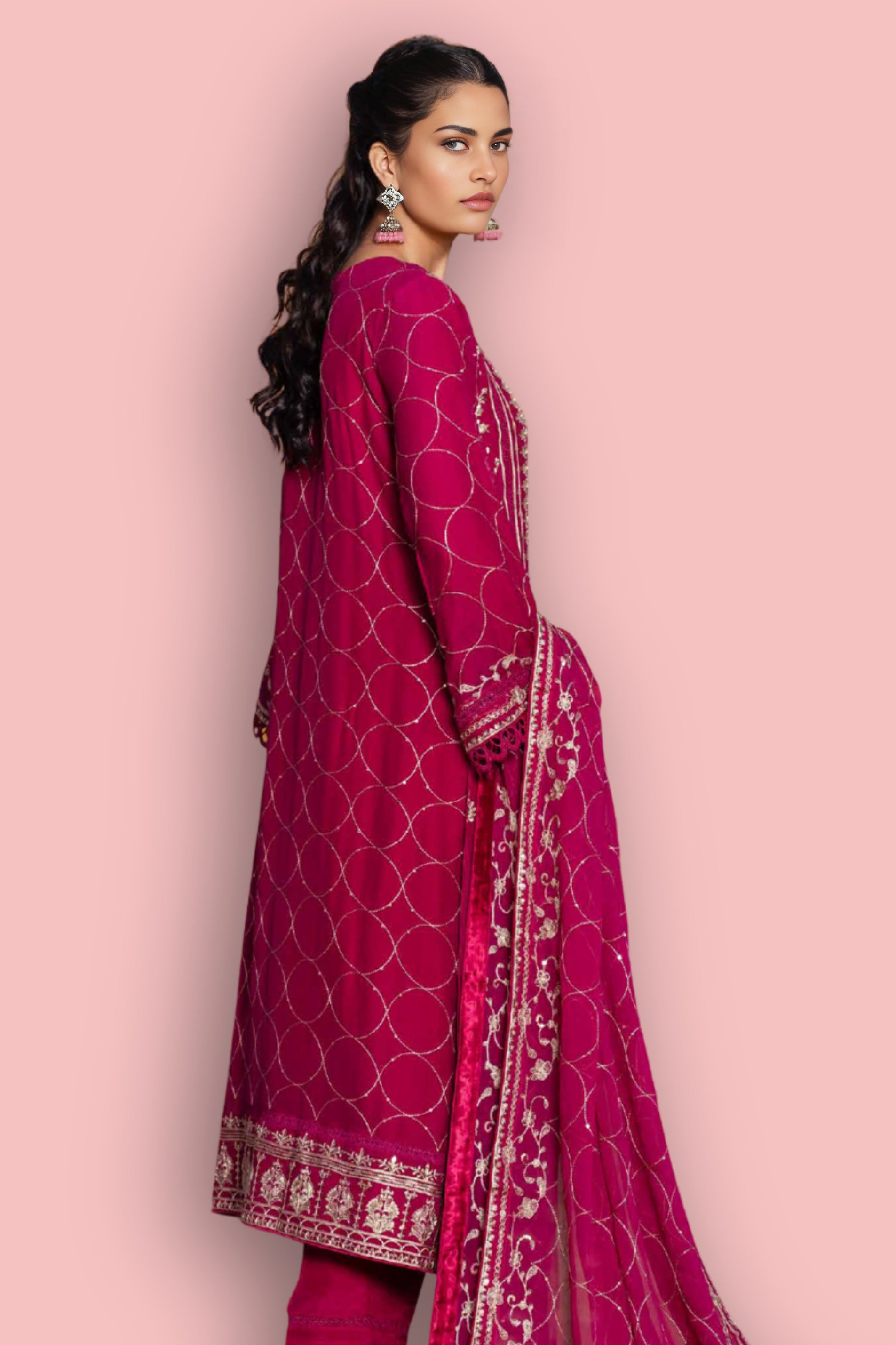 Red-Chiffon-3Piece-SH09 BIN 73 R31 – Bonanza Satrangi